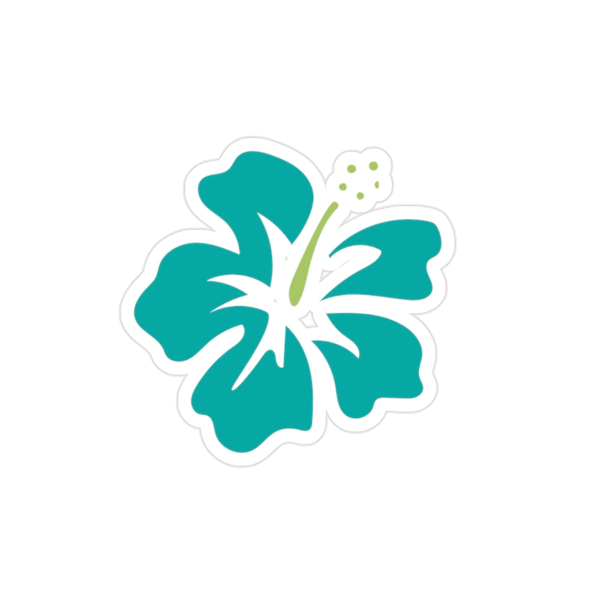 Teal Hibiscus Flower Transparent Outdoor Stickers, Die-cut, Water ...