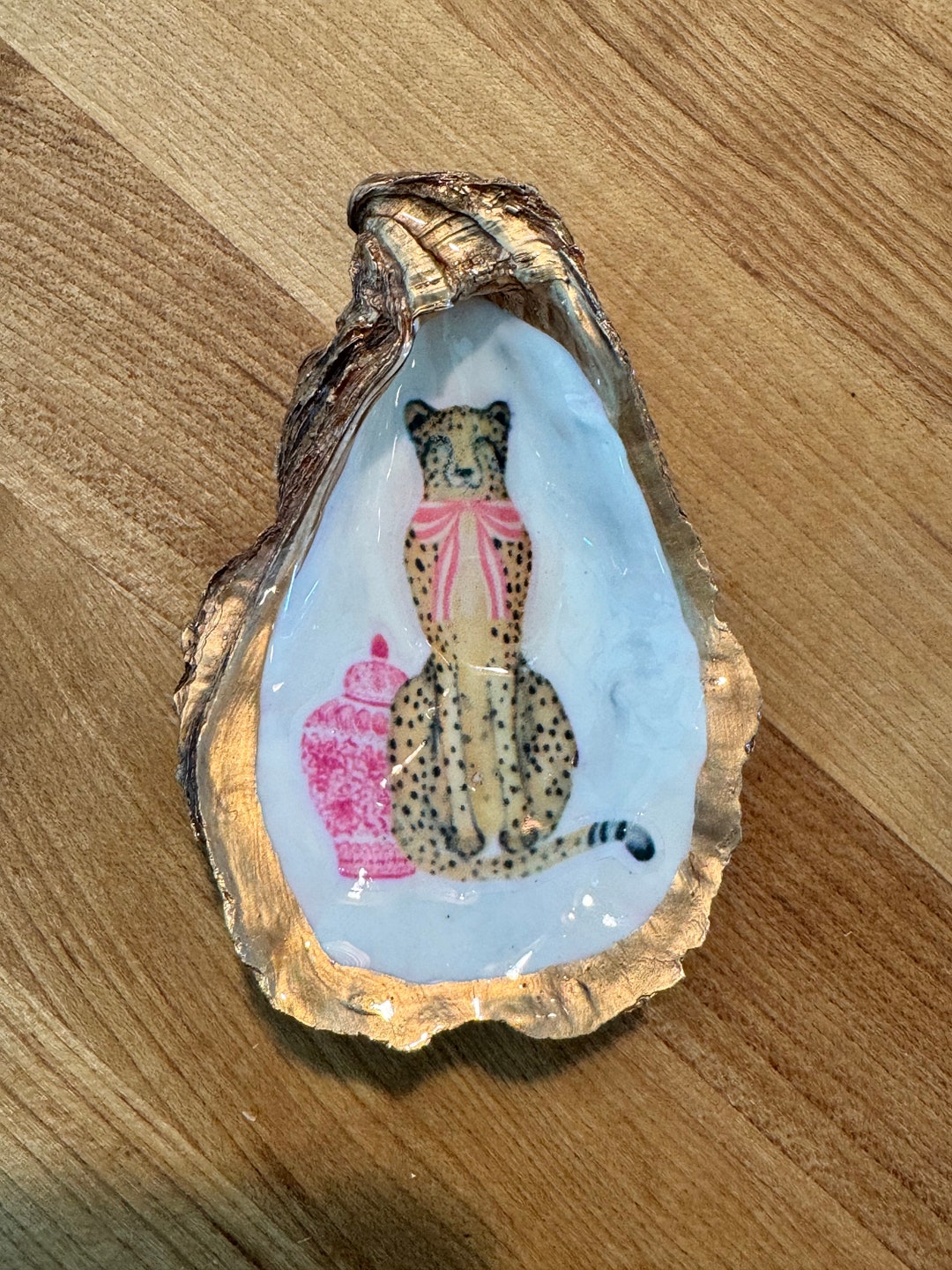 Preppy Cheetah in Pink Bow With Pink Chinoiserie Vase Notepad and ...