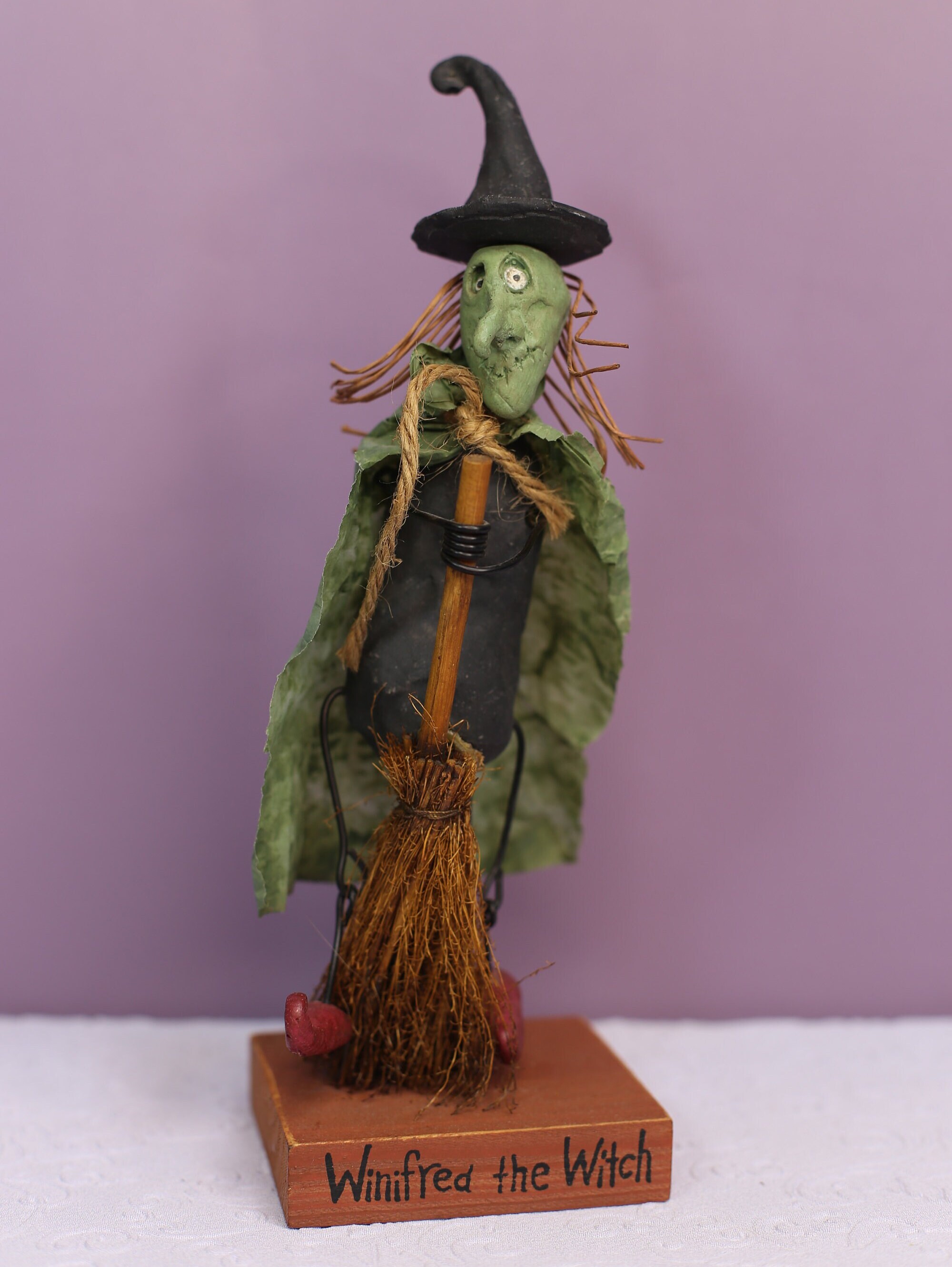 Primitive Witch, Winifred the Witch, Clay Halloween Folk Art, Halloween ...