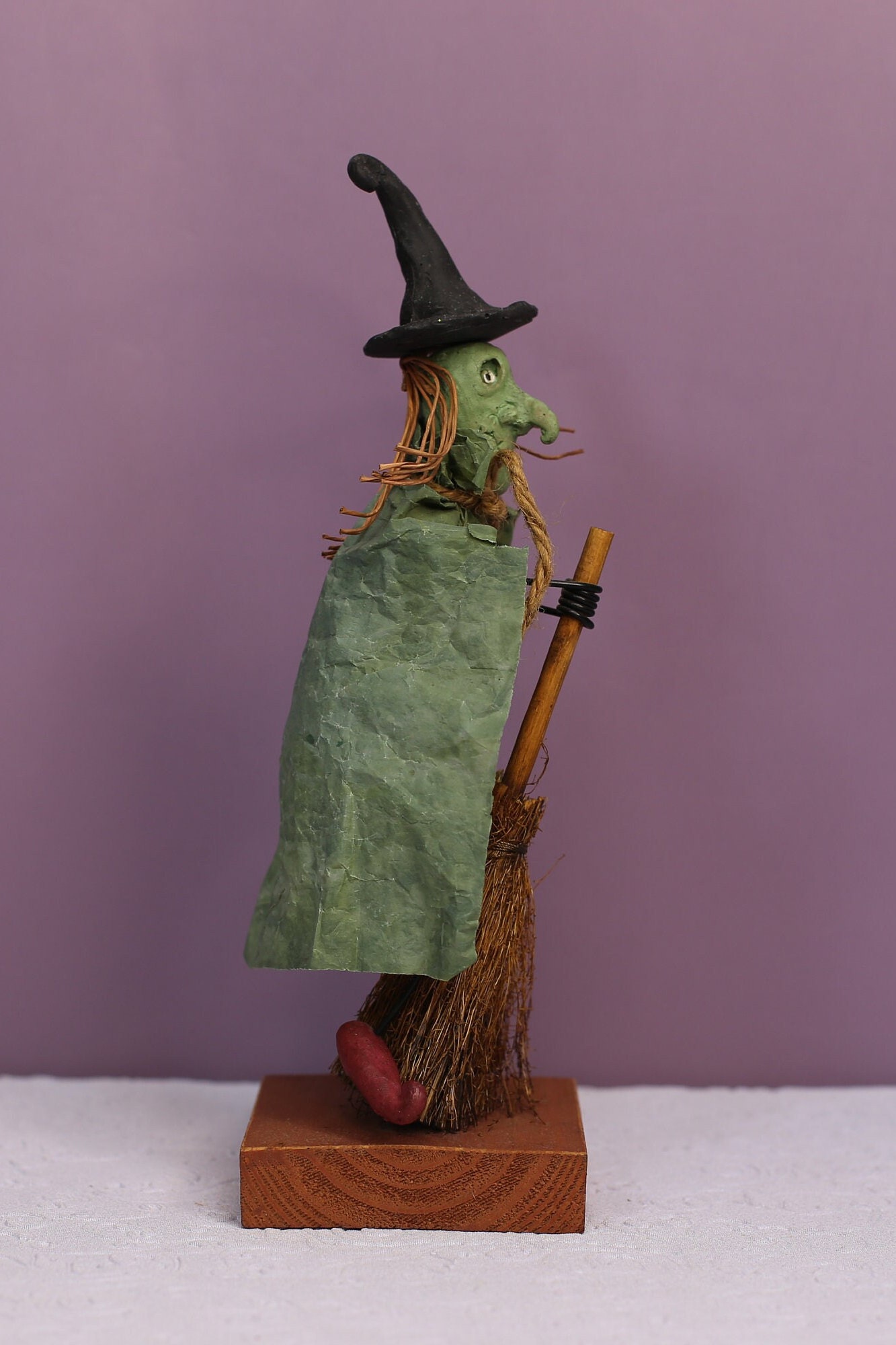 Primitive Witch, Winifred the Witch, Clay Halloween Folk Art, Halloween ...
