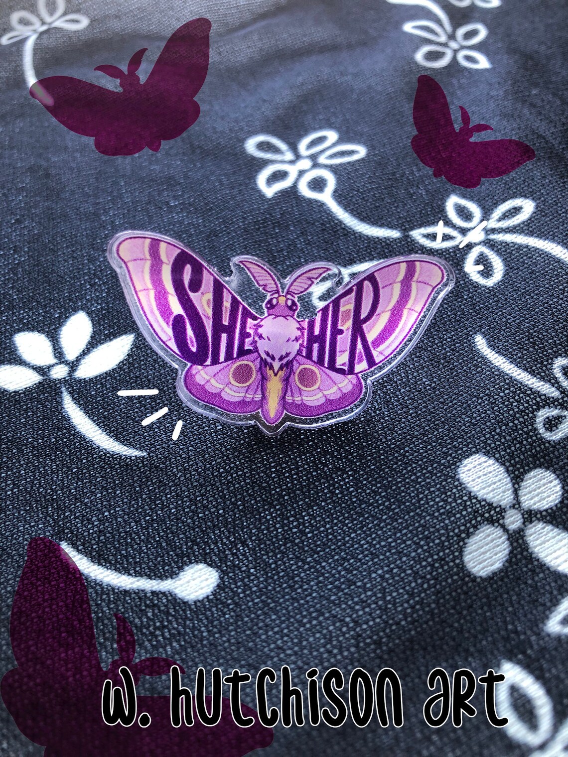 Pronoun Moth Acrylic Pin - Etsy
