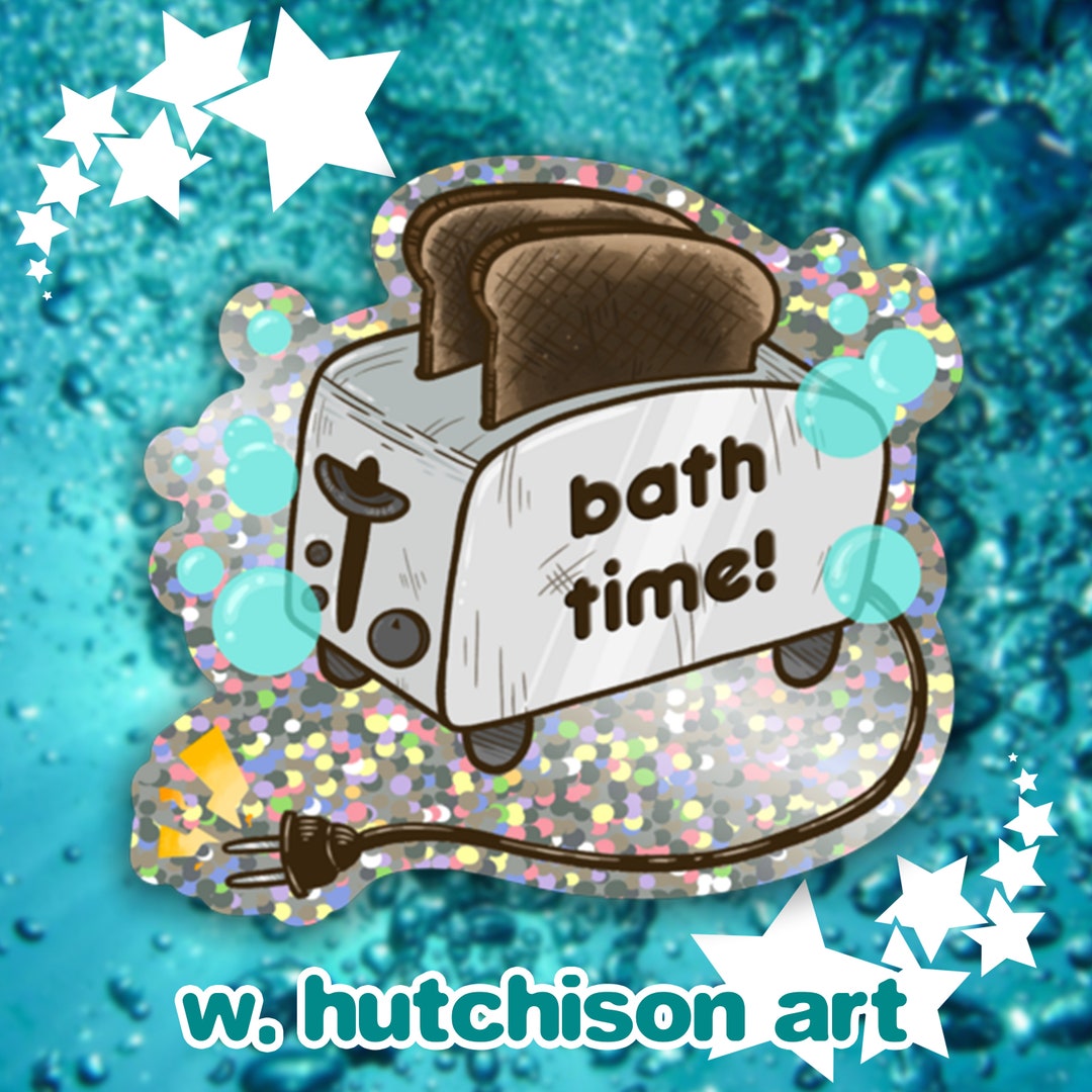 Bath Time Toaster Glitter Vinyl Sticker - Etsy
