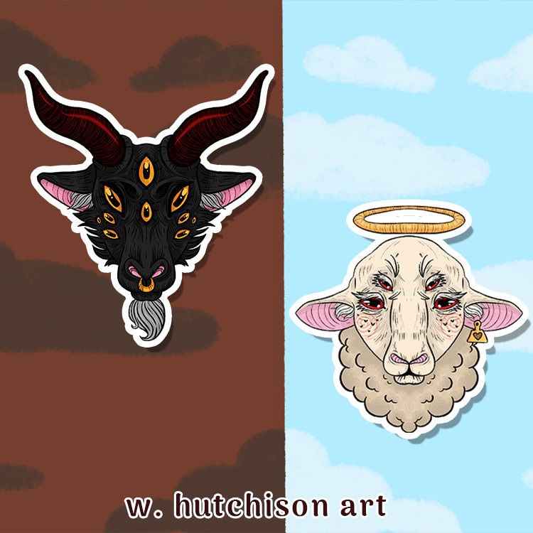 Demonic Goat & Angelic Lamb Sticker Set | Etsy