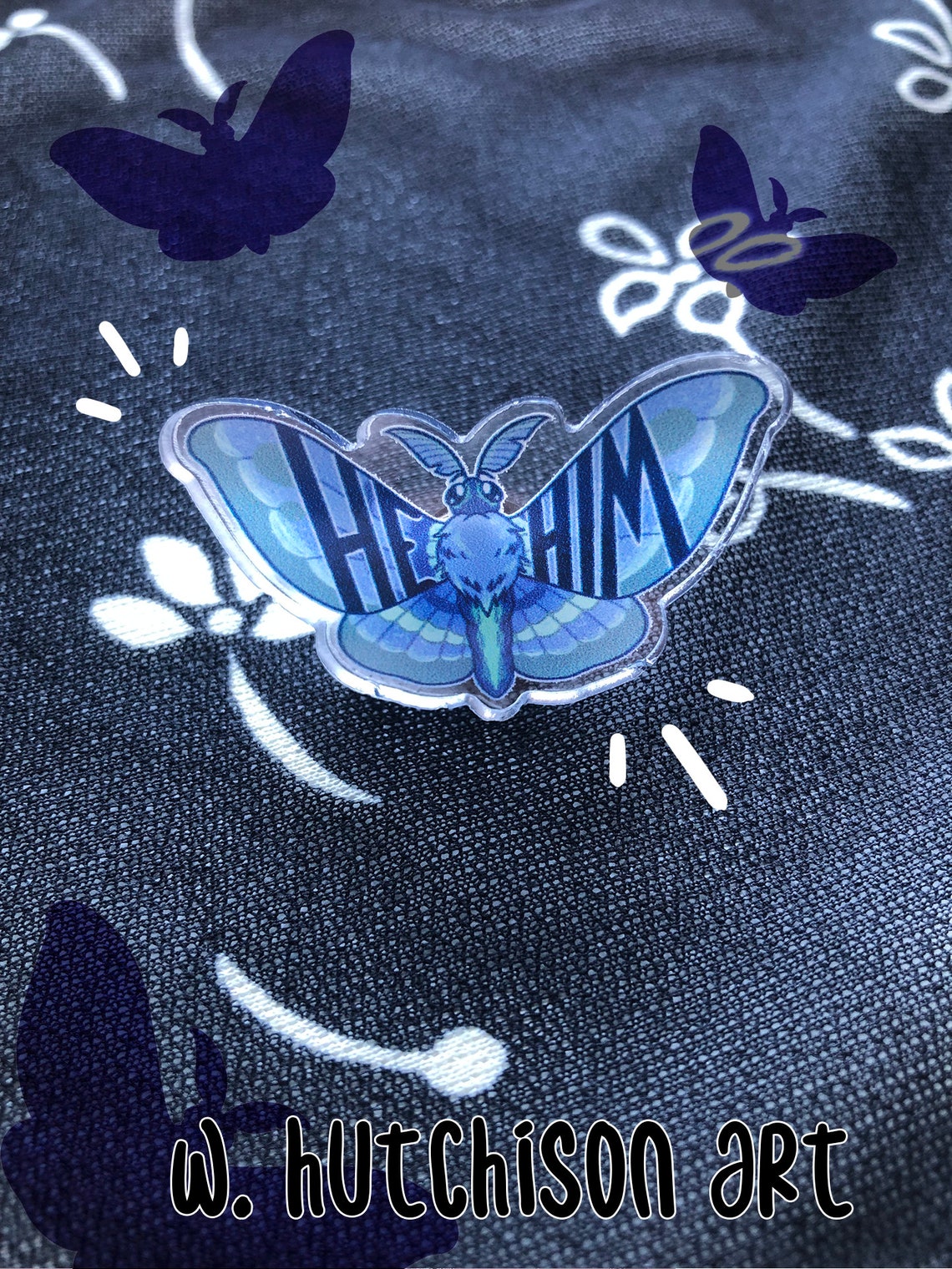 Pronoun Moth Acrylic Pin - Etsy