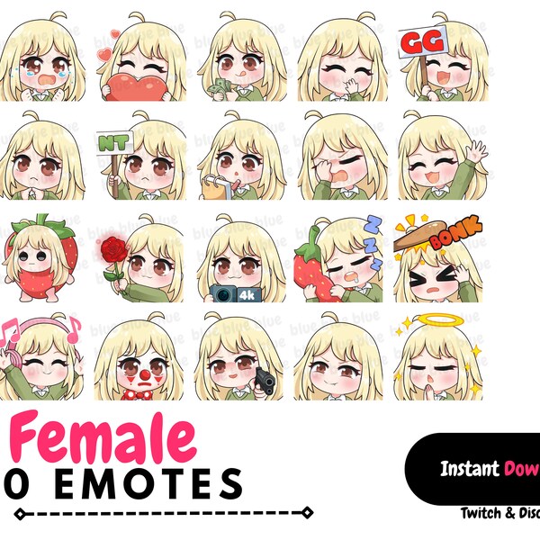 Blonde Girl Emotes - Etsy