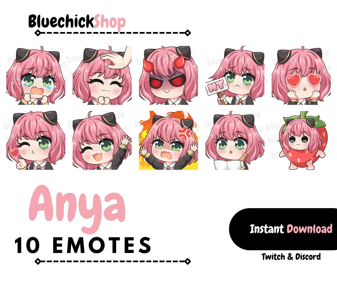 Anya émotes 10 émotes Twitch et émotes Discorde Pack - Etsy France