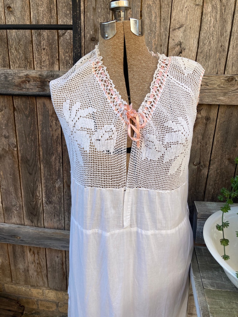 Victorian Nightgown-edwardian Bed Dress-crochet Lace Bodice - Etsy