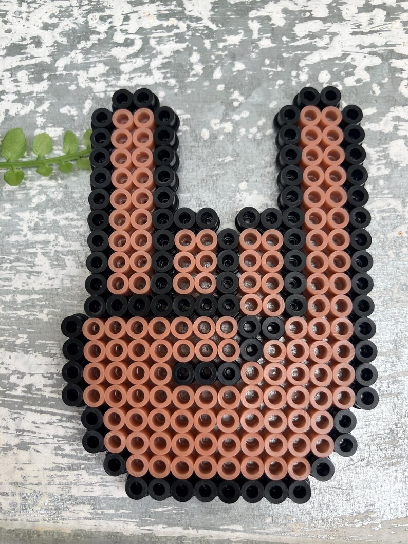Rock on Perler Bead Decor: Hand Gesture Collectible Art - Etsy