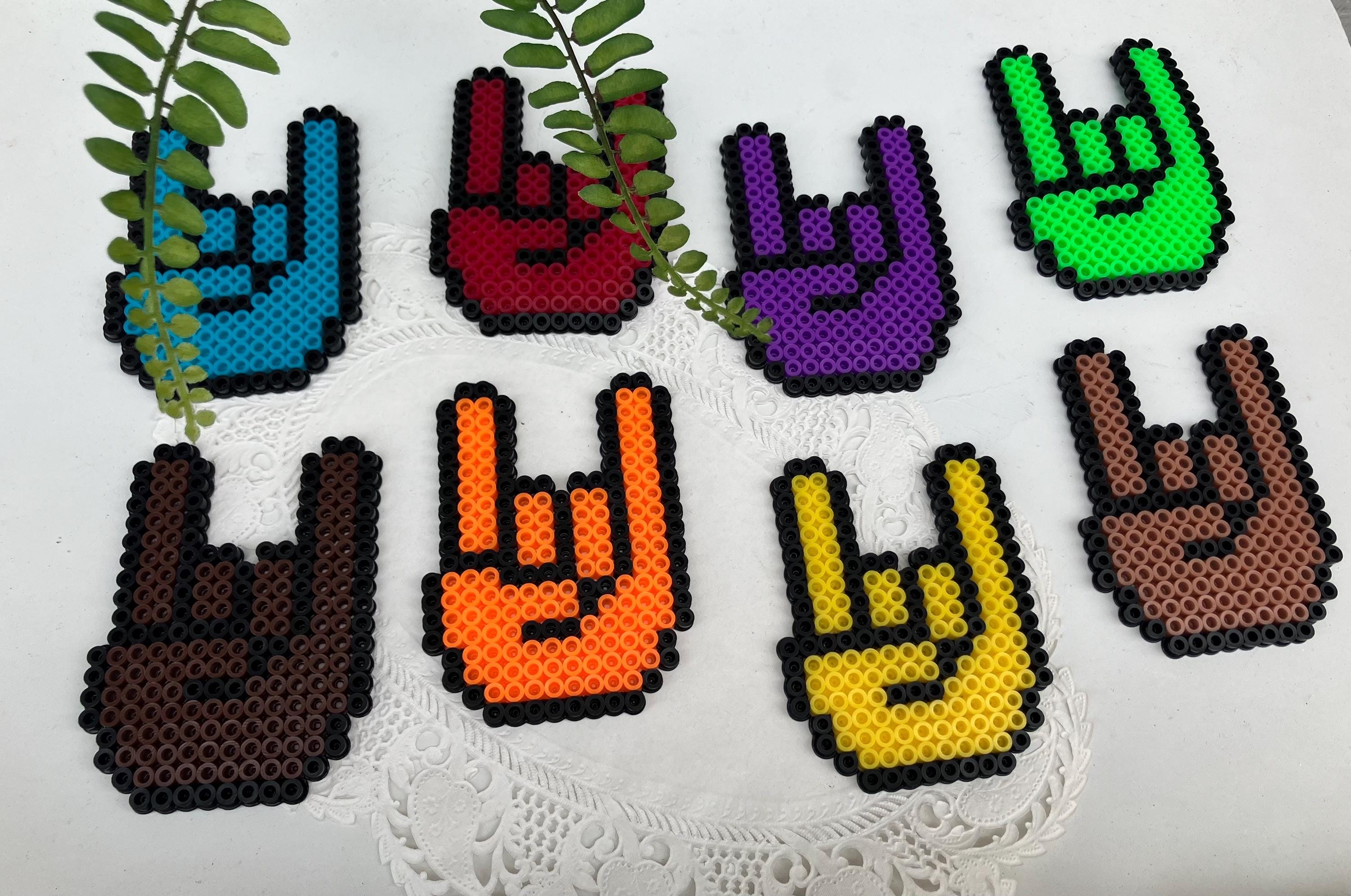 Cool Hand Gesture-“rock On” Perler Bead Decor-collectible Art - Etsy