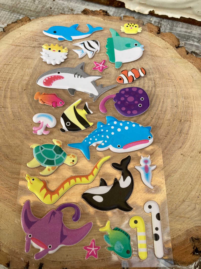 Sea Life Puffy Stickers-ocean Life Stickers - Etsy