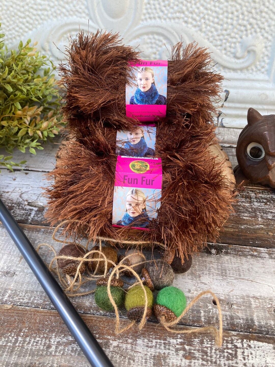 Fun Fur Yarn-lion Brand Yarn-chocolate Color Yarn-crafting Yarn - Etsy