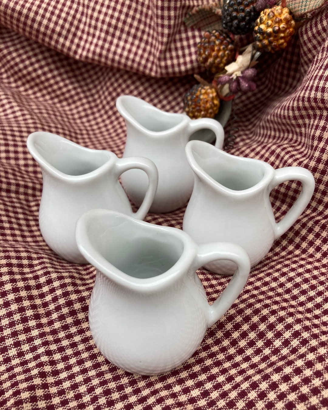 Mini Pitcher Creamers- Set of (4) Four Personal Creamers-individual ...