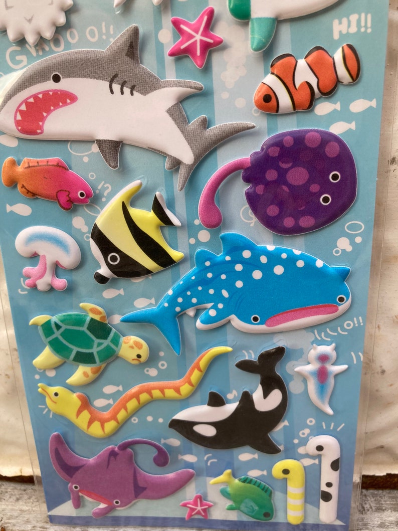 Sea Life Puffy Stickers-ocean Life Stickers - Etsy
