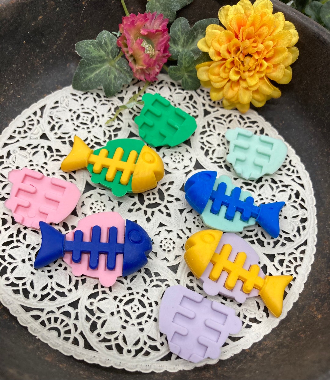 Fish Puzzle Erasers-fish Bones Puzzle Erasers - Etsy