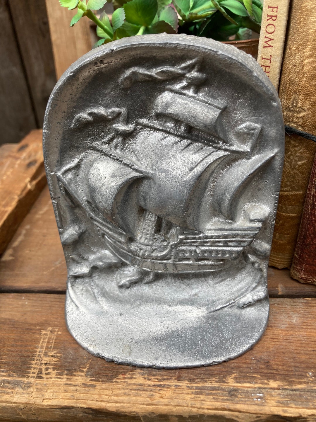 Pewter Bookends-nautical Galleon Ship Bookends-maritime Home Decor - Etsy