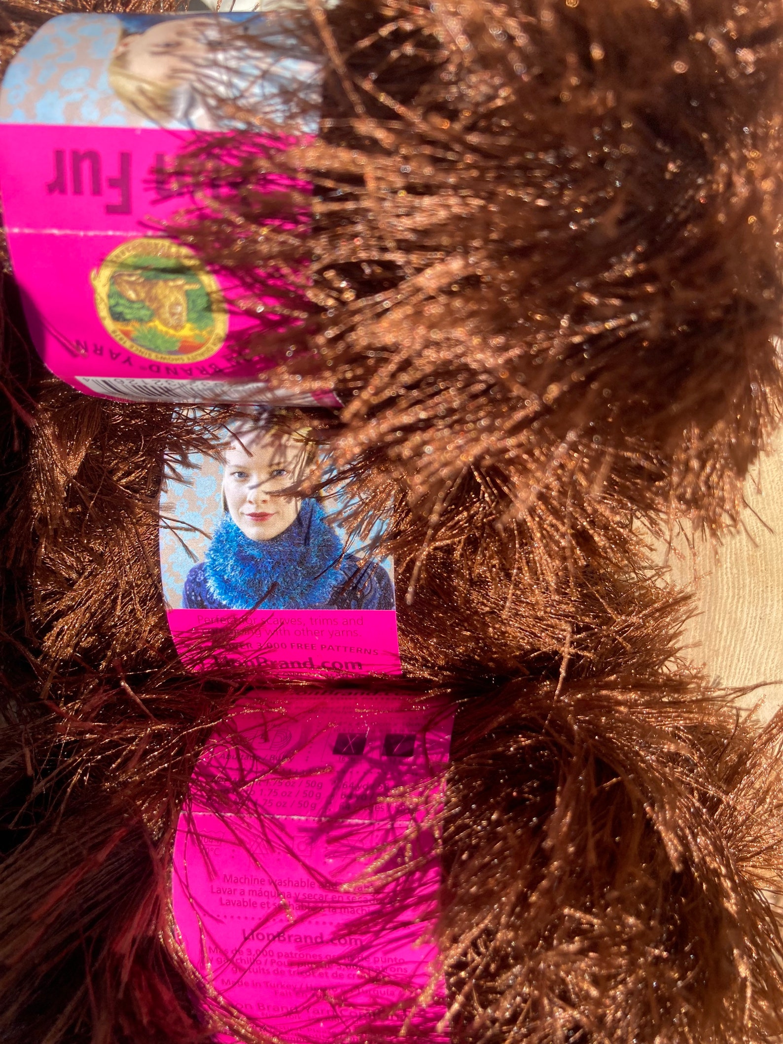 Fun Fur Yarn-lion Brand Yarn-chocolate Color Yarn-crafting - Etsy