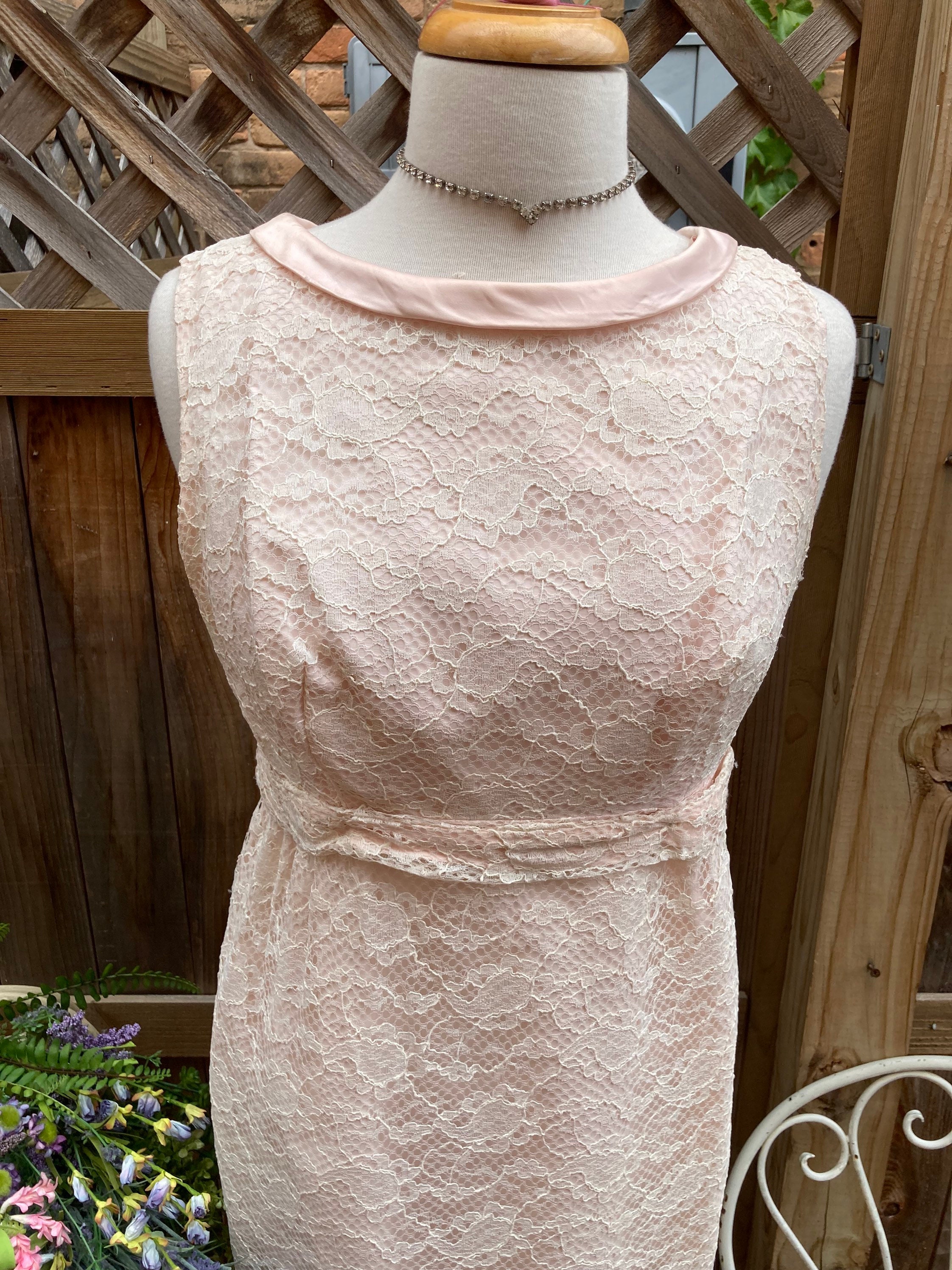 Vintage Sheath Dress-Pink Lace Sheath Dress-1950s Pink Lace | Etsy