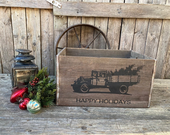 Wooden Crate-christmas Winter Wooden Tote - Etsy