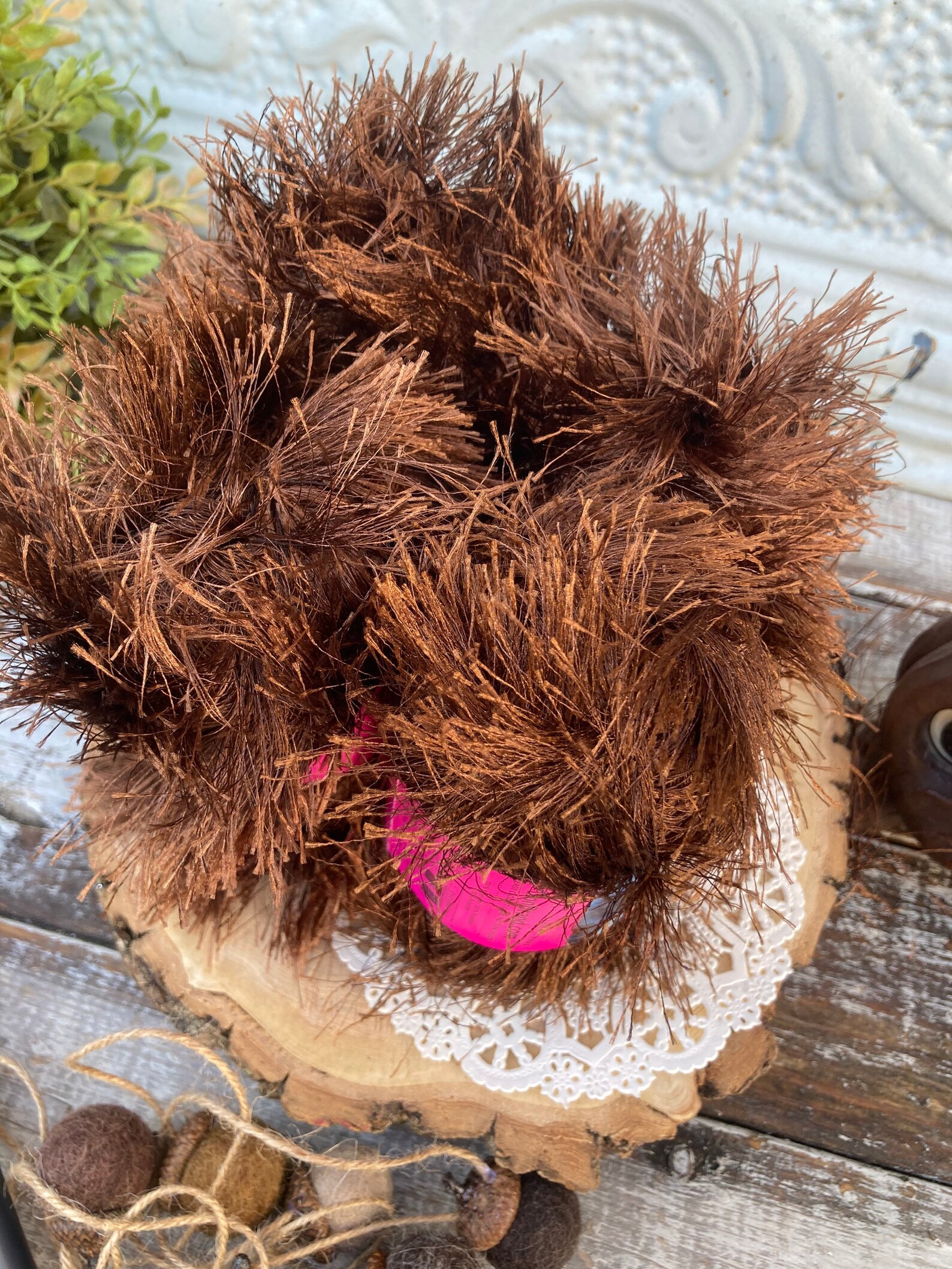 Fun Fur Yarn-lion Brand Yarn-chocolate Color Yarn-crafting - Etsy