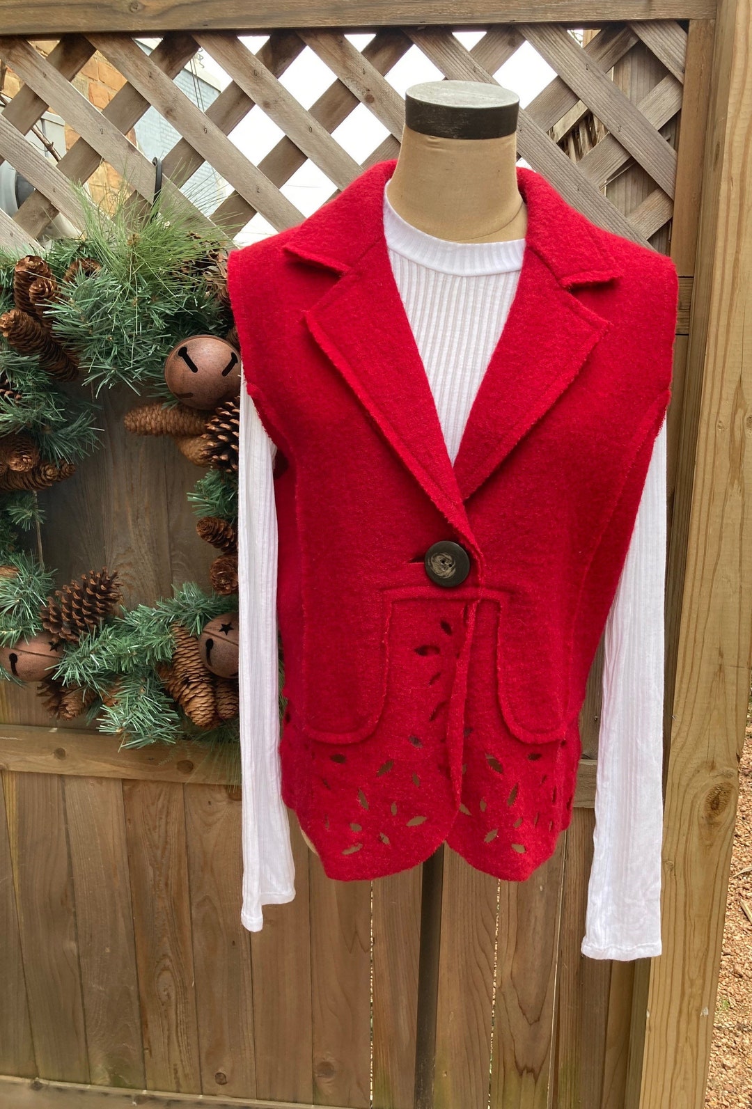 Womans Red Wool Vest - Etsy