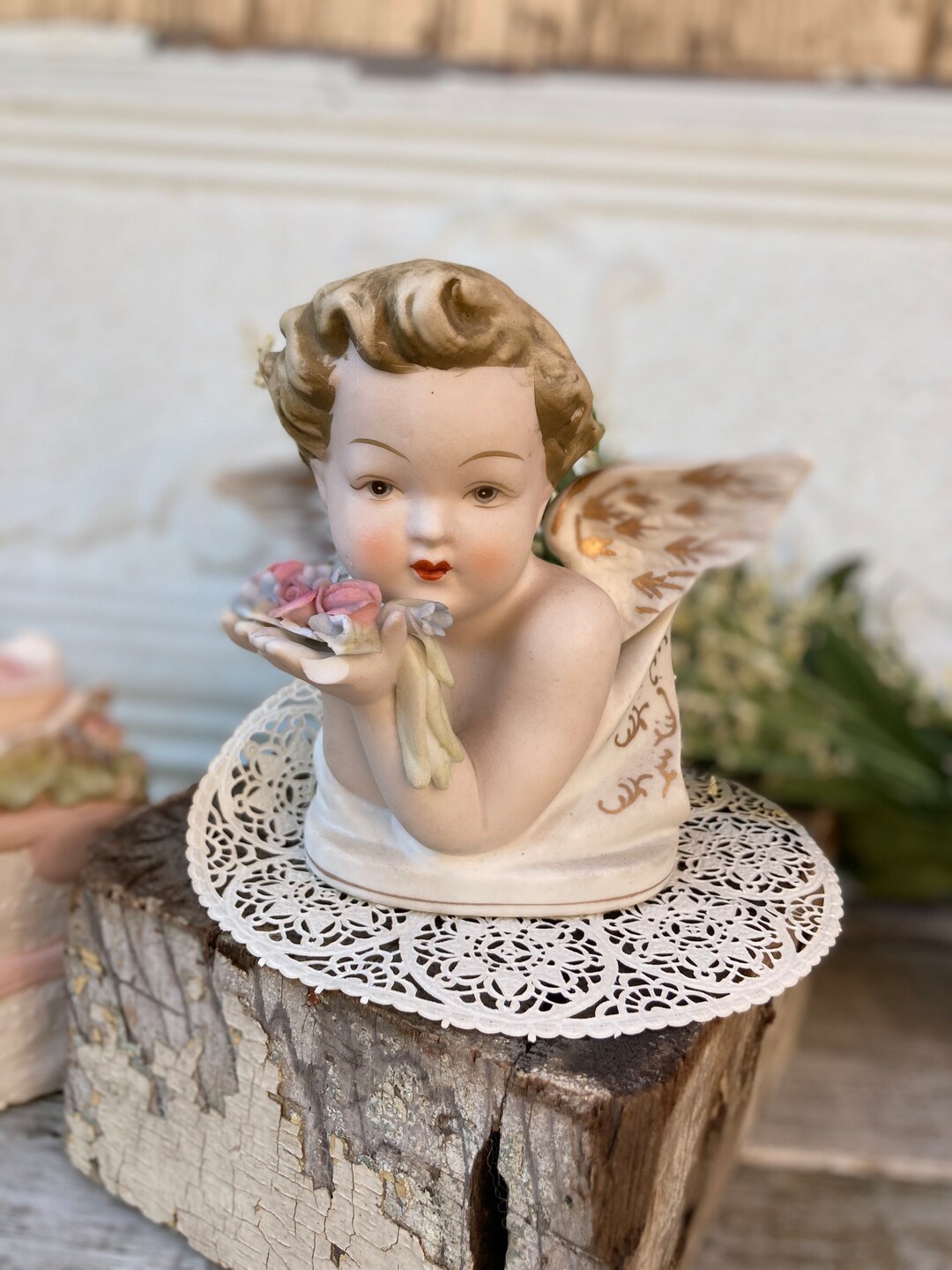 Lefton Cherub Figurine - Etsy