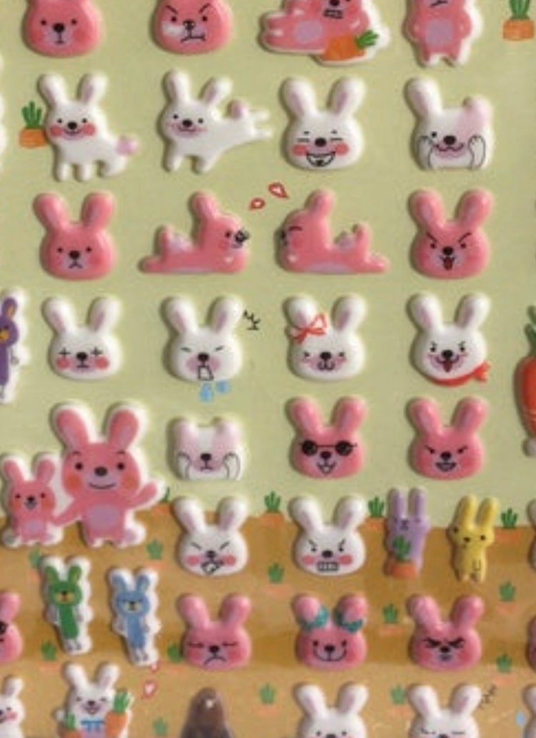 Bunny Rabbit Face Stickers-emotion Stickers - Etsy
