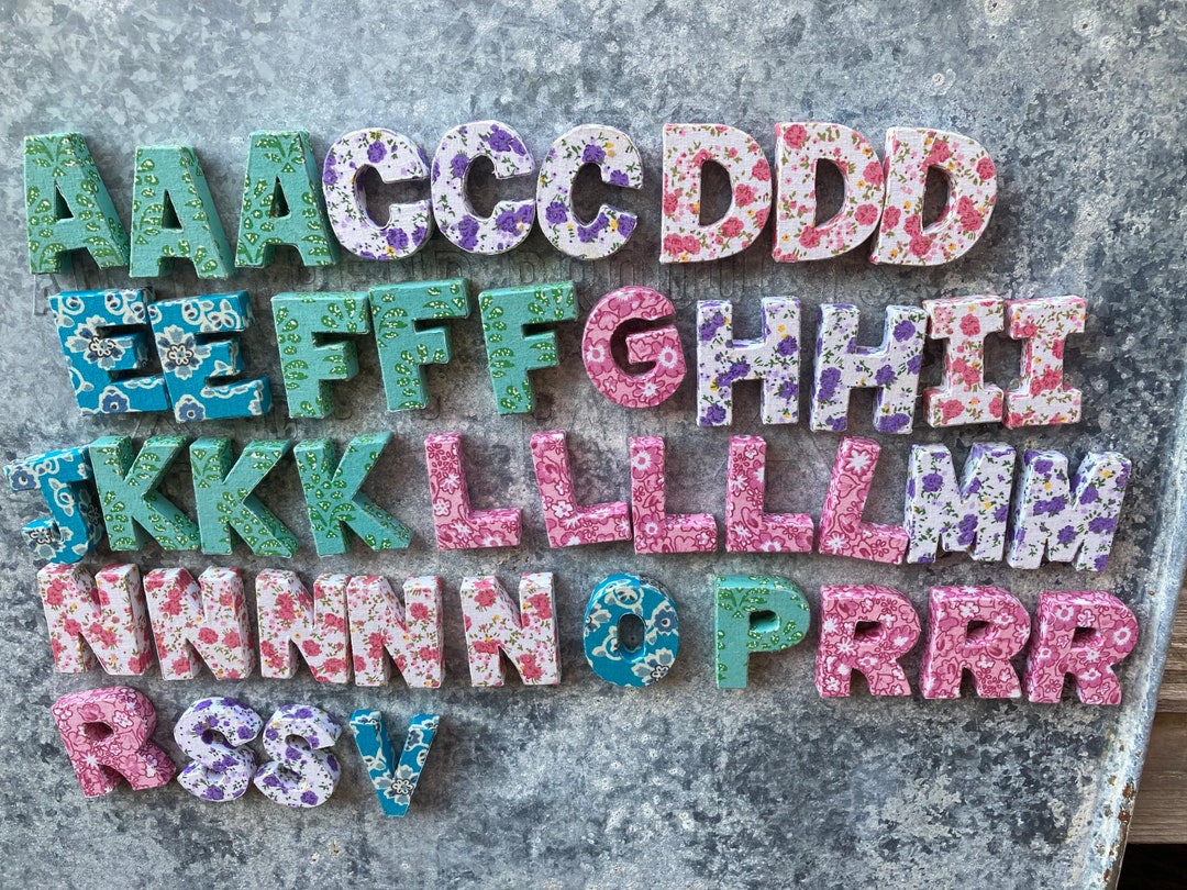 Initial Letter Magnet-calico Covered Letter Magnet - Etsy