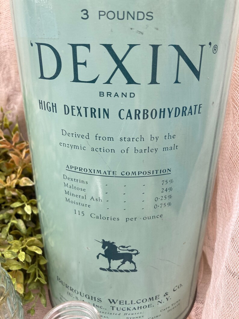 Vintage Dexin Tin-high Dextrin Carbohydrate Tin-teal - Etsy