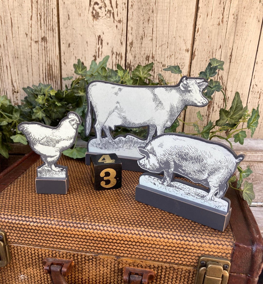 Farm Animal Stand-cow Board-rooster-pig -farmhouse Home Decor - Etsy
