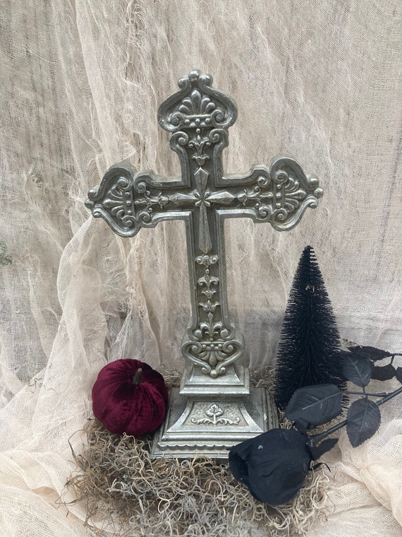 Cross Statue-silver Cross Figurine - Etsy