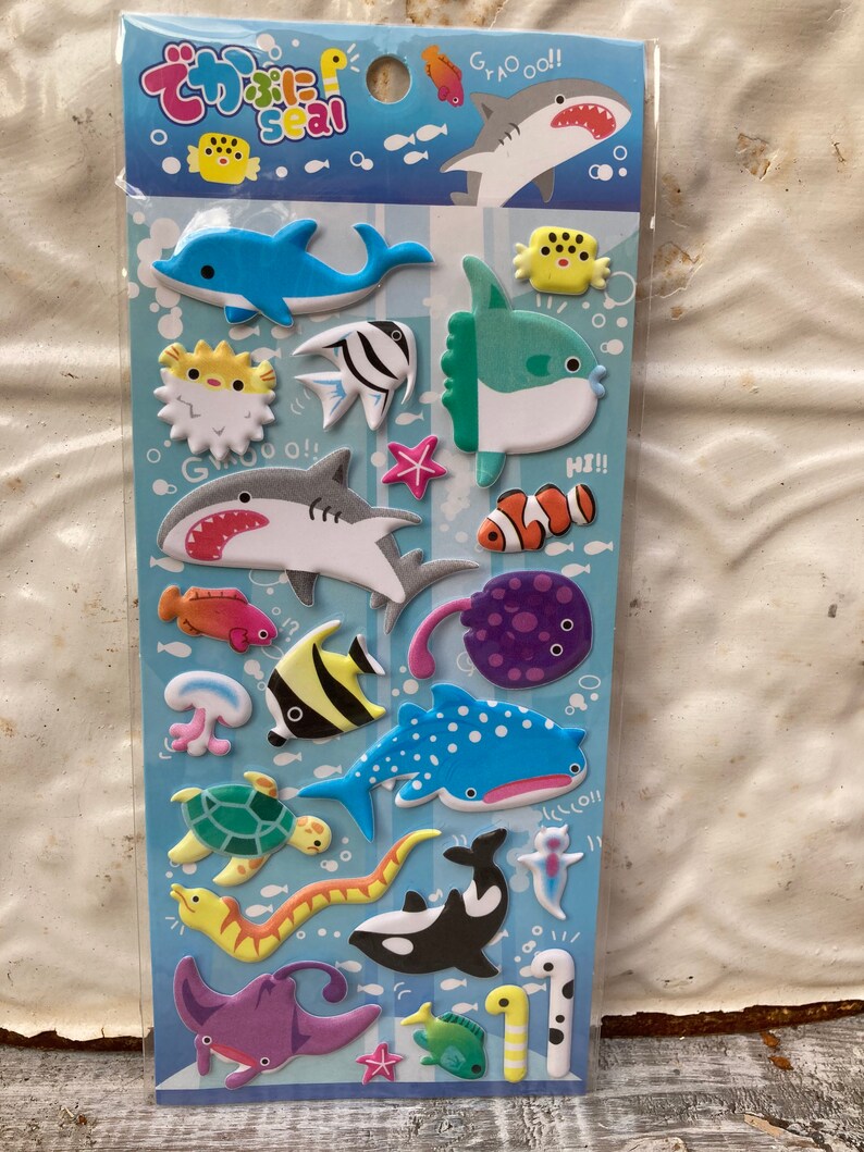 Sea Life Puffy Stickers-ocean Life Stickers - Etsy