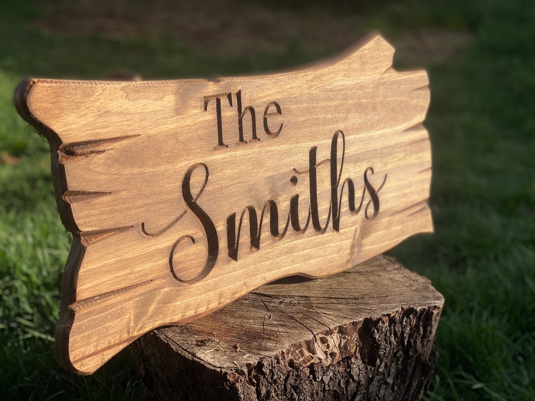 Personalized Wood Log Sign | Personalized | Family Name Sign | Last ...