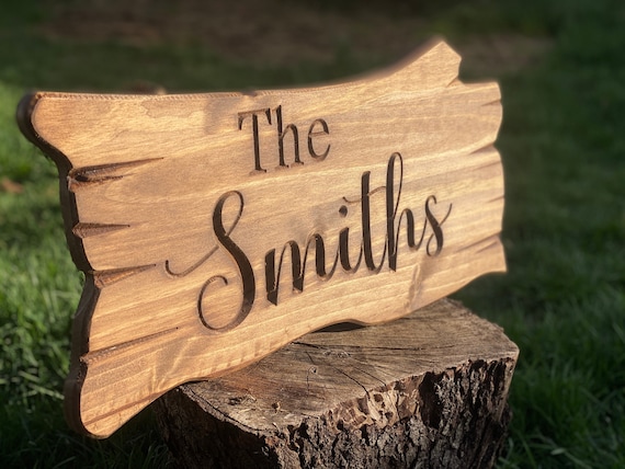 Carved Wooden Family Sign