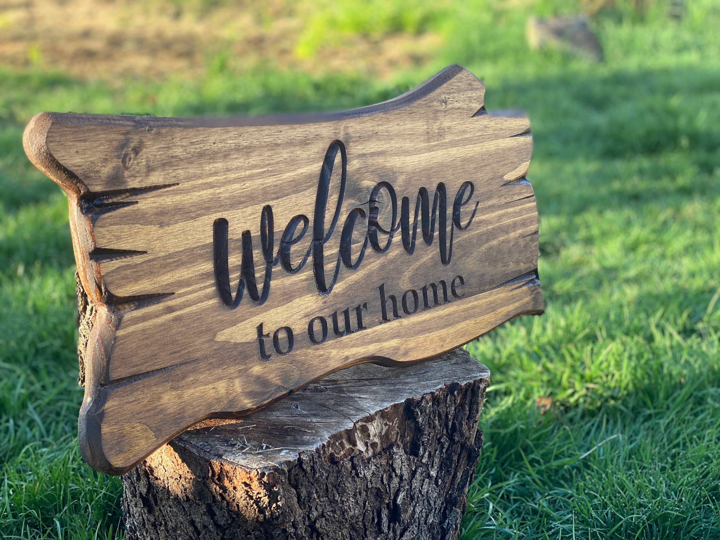 Welcome to Our Home Wood Log Sign Personalized Family Name - Etsy Canada