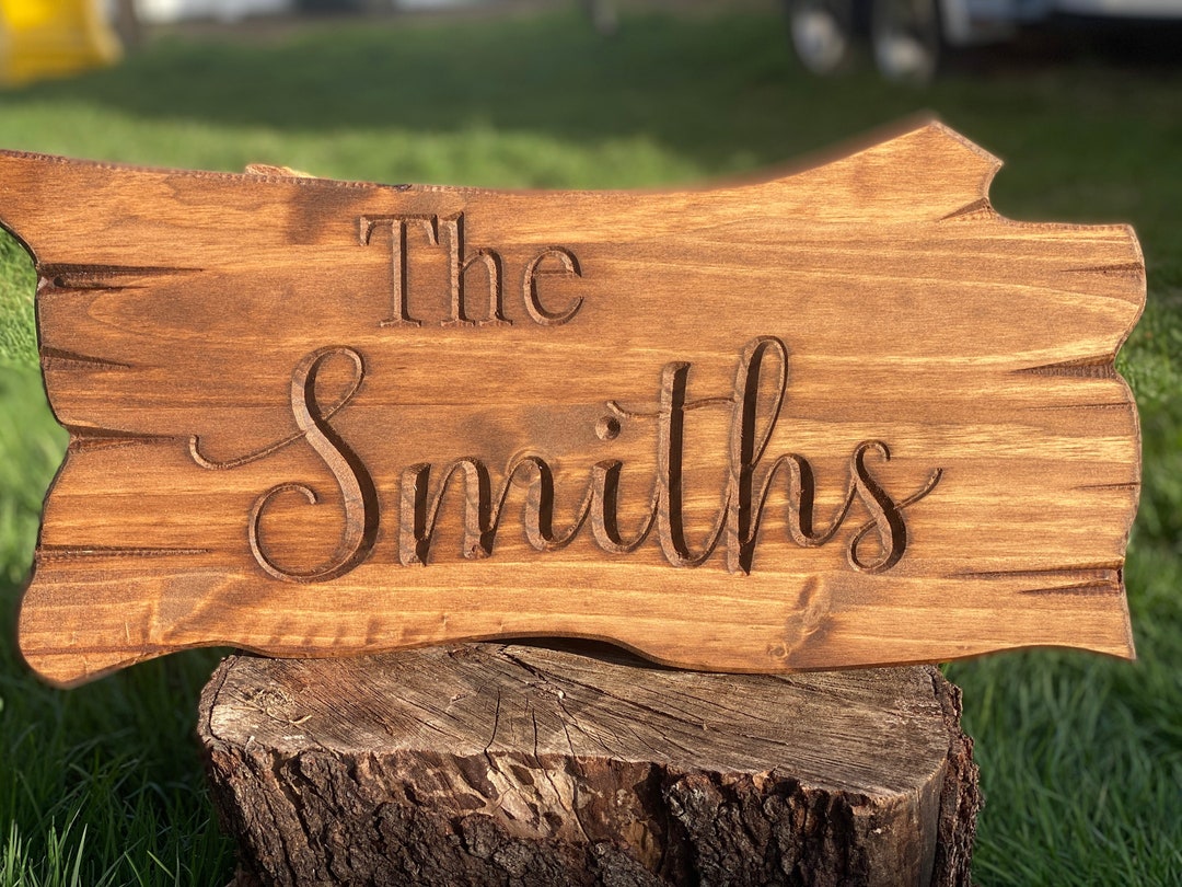 Personalized Wood Log Sign Personalized Family Name Sign Last Name Sign ...