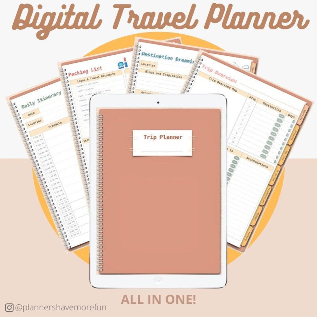 DIGITAL TRAVEL PLANNER, All in One, Travel Planner, Goodnotes ...