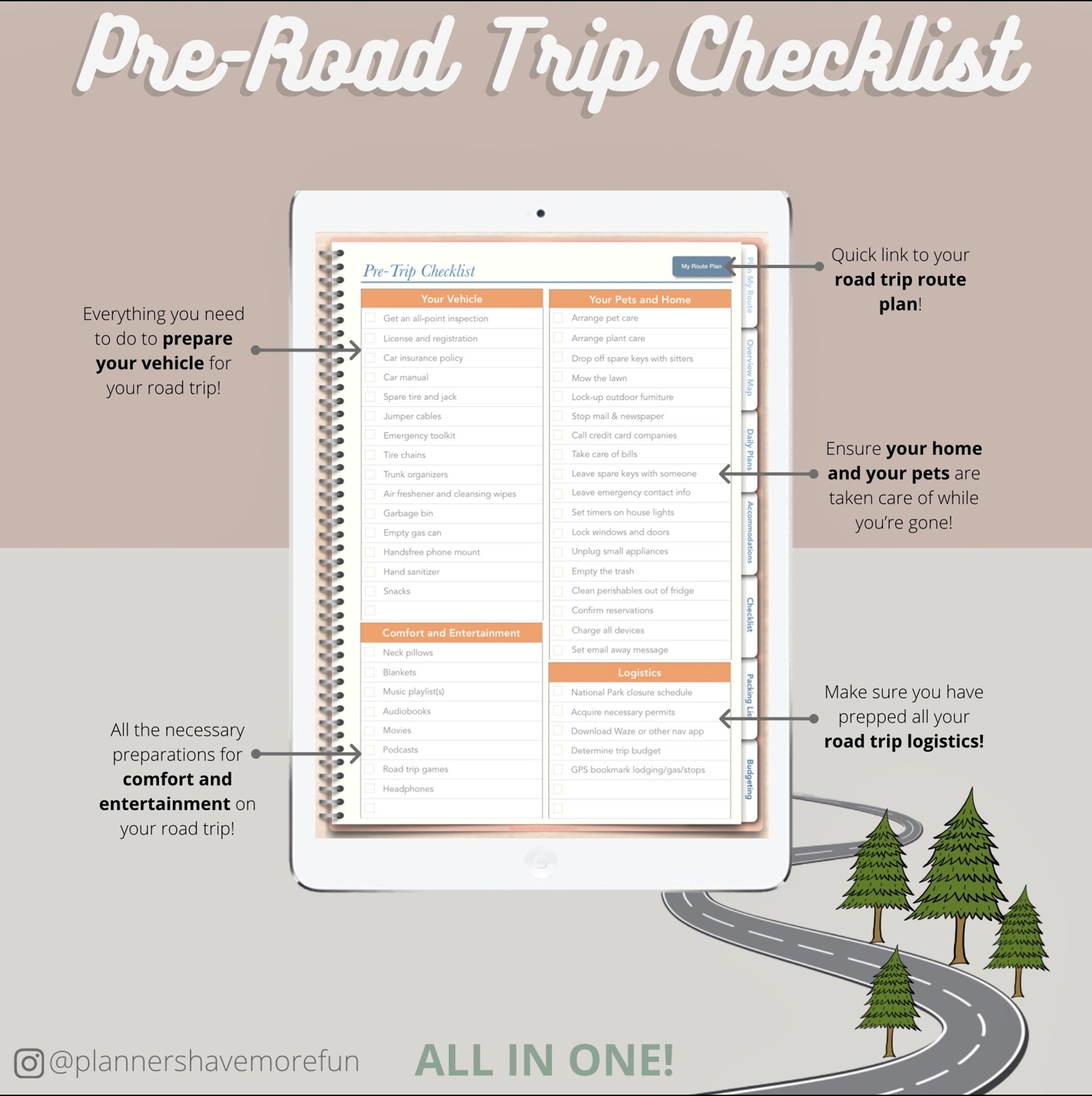 Digital ROAD TRIP PLANNER, All in One, Travel Planner, Goodnotes ...
