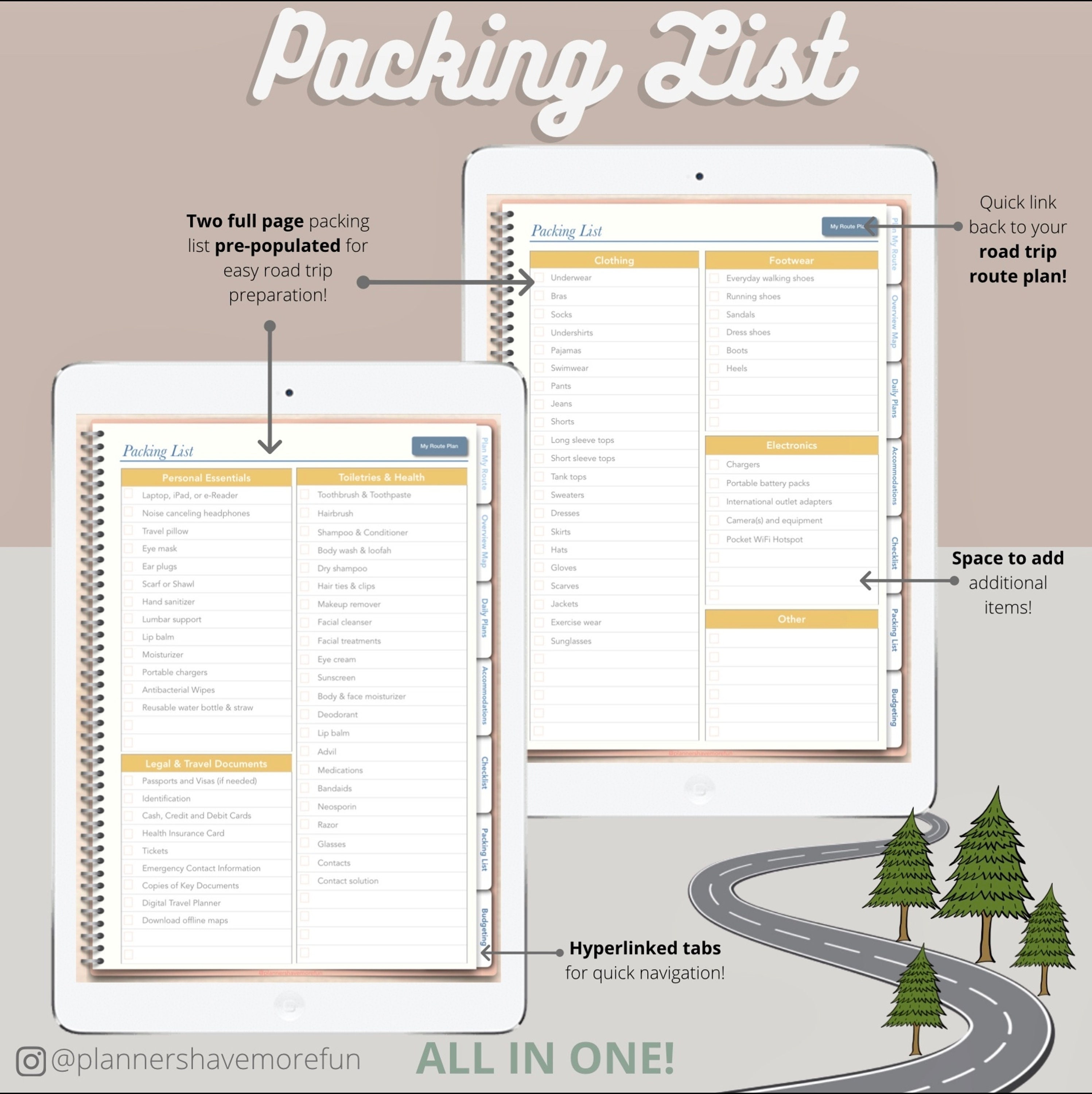 Digital ROAD TRIP PLANNER, All in One, Travel Planner, Goodnotes ...