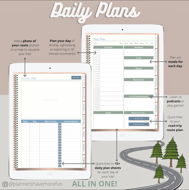 Digital ROAD TRIP PLANNER, All in One, Travel Planner, Goodnotes ...