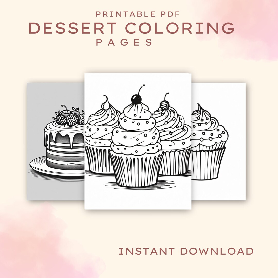Dessert Printable Coloring Design - Etsy