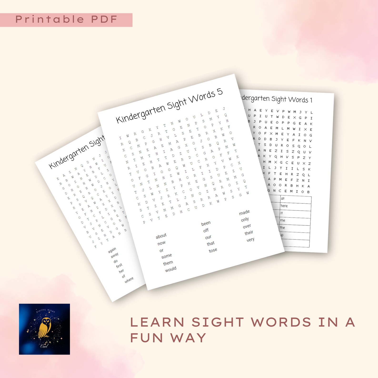 Kindergarten Sight Word Worksheets - Etsy