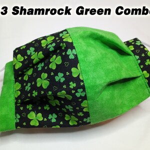 St Patrick's Day Shamrock Face Masks With Nose Wire | Irish Black Green ...