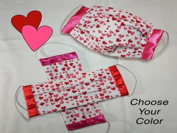 Valentines Day Mask With Nose Wire Cute Hearts Face Mask | Etsy