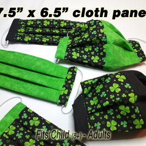 St Patrick's Day Shamrock Face Masks With Nose Wire | Irish Black Green ...