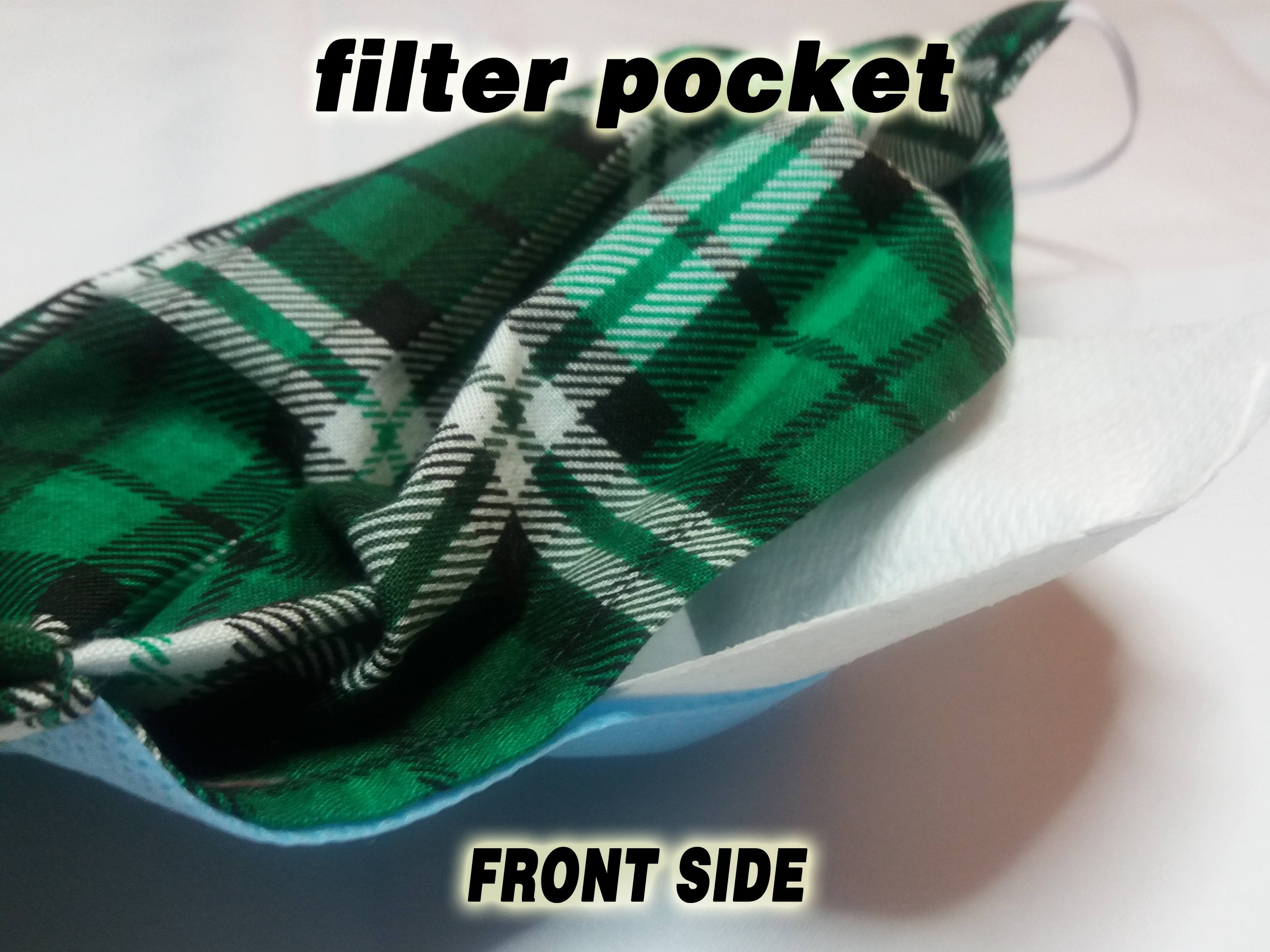 Green Plaid Holiday Mask | Winter Face Mask | Washable Filter Pocket ...