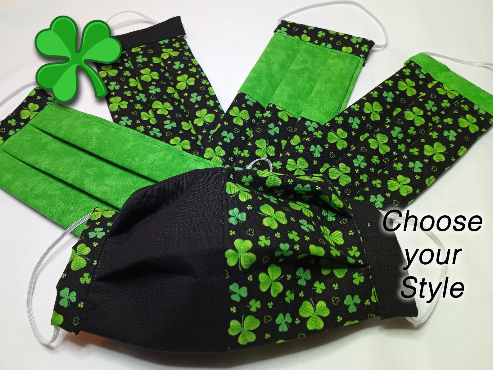 St Patrick's Day Shamrock Face Masks With Nose Wire | Etsy