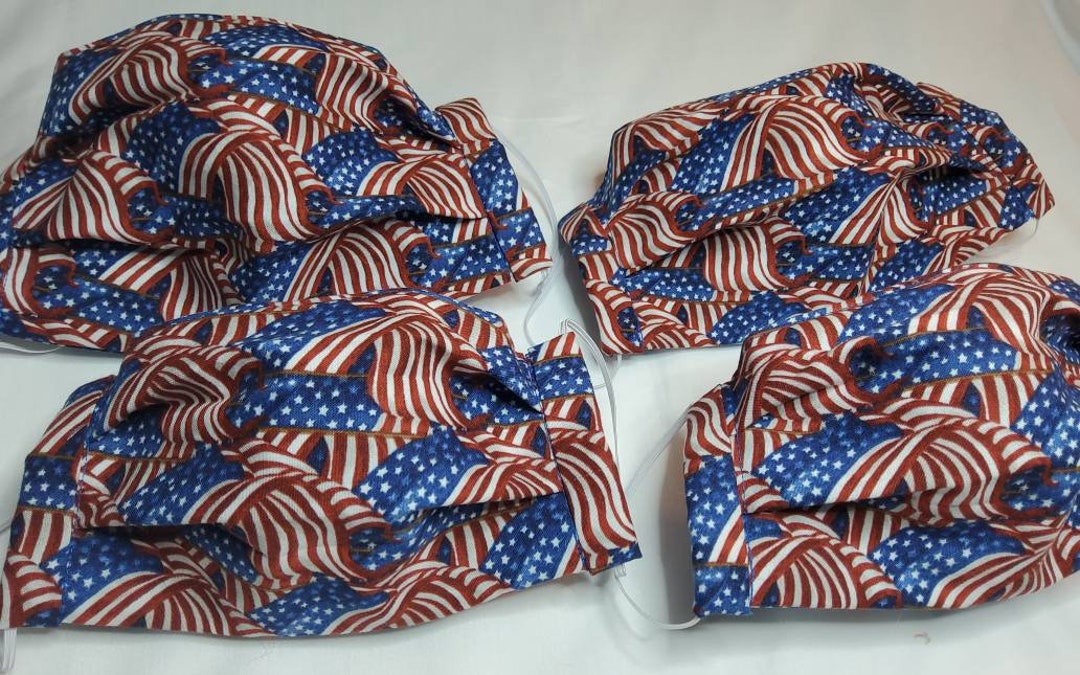 Patriotic USA Flag Face Mask | 4th of July Mask | Washable Nose Wire ...