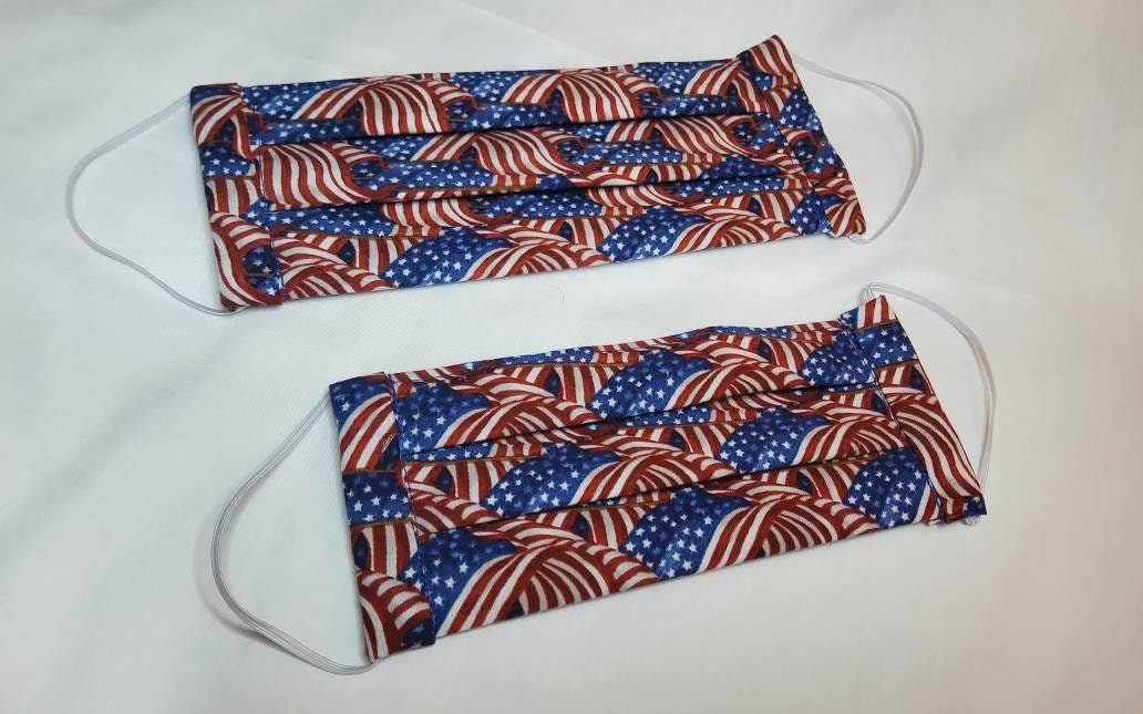 Patriotic USA Flag Face Mask | 4th of July Mask | Washable Nose Wire ...