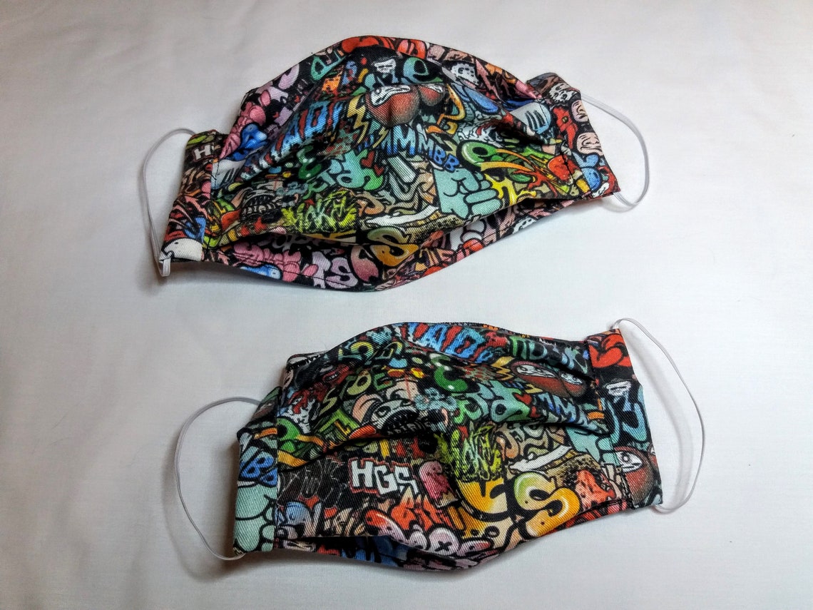 Graffiti Face Mask Washable Reusable Nose Wire Filter Pocket | Etsy