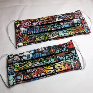 Graffiti Face Mask | Washable Reusable Nose Wire Filter Pocket | 2 ...